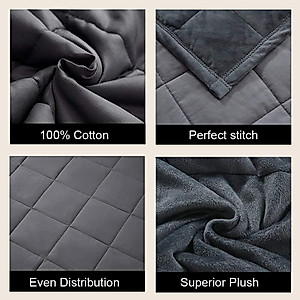 Haowaner Reversible Weighted Blanket Cool Cotton Top+Soft Minky Bottom,5lbs Plush Weighted Blankets,Premium Cozy Fleece Weight Comforter with Fuzzy,Twin/Full size(36"x48") for Kids,Childs,Toddler,Grey