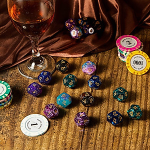 Kasyat 18 Pieces Astrology Dice Astrological Dice 12-Sided Tarot Dice Resin Polyhedral Pearl Pattern Dice for Divination Astrology Tarot Cards Accessory