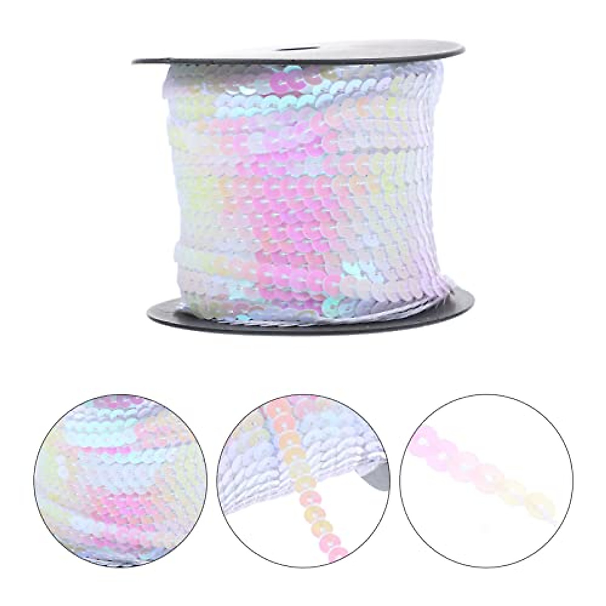 COHEALI 1 Roll of Clothing Sewing Sequins DIY Sequins PVC Sequins for Bag Shoes DIY Material（White）