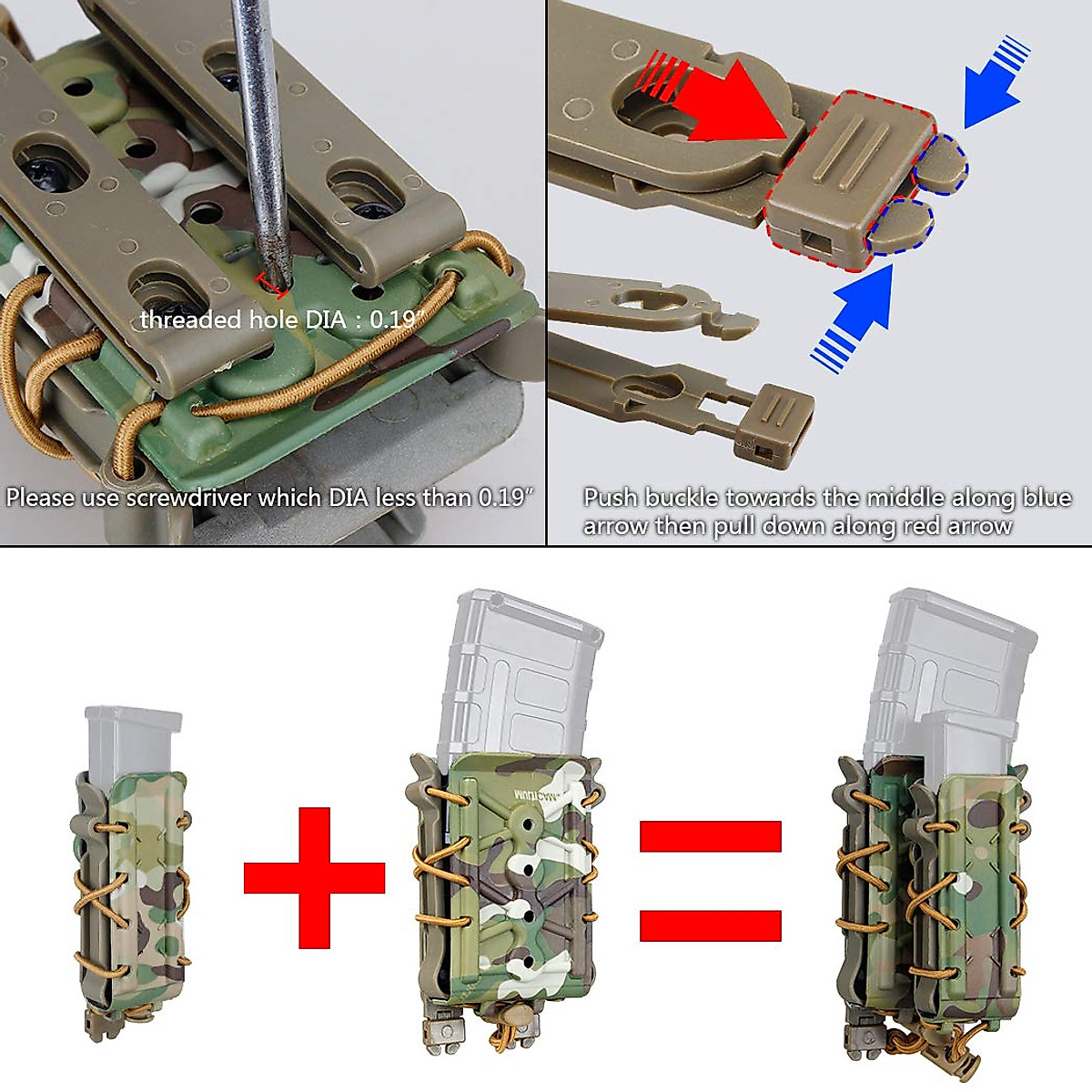 IDOGEAR Mag Pouch 5.56mm 7.62mm Rifle Magazine Pouches Molle Tactical Airsoft Poly Mag Carrier Hunting Equipment Holder (camo)