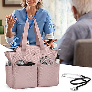 Fasrom Nurse Bag for Work Nurses with Laptop Sleeve, Clinical Tote Bag for Nursing Students or Doctors, Pink (Empty Bag Only)