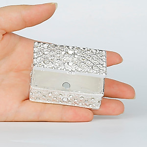 SEVENBEES Silver Trinket Box Jewelry Box with Crystals Small Trinket Boxes Hinged Gift Ring Holder for Girls or Women