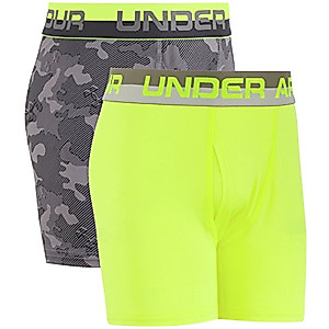 Under Armour boys Performance Briefs, Lightweight & Smooth Stretch Fit boxer briefs, Graphite/Yellow, Medium US