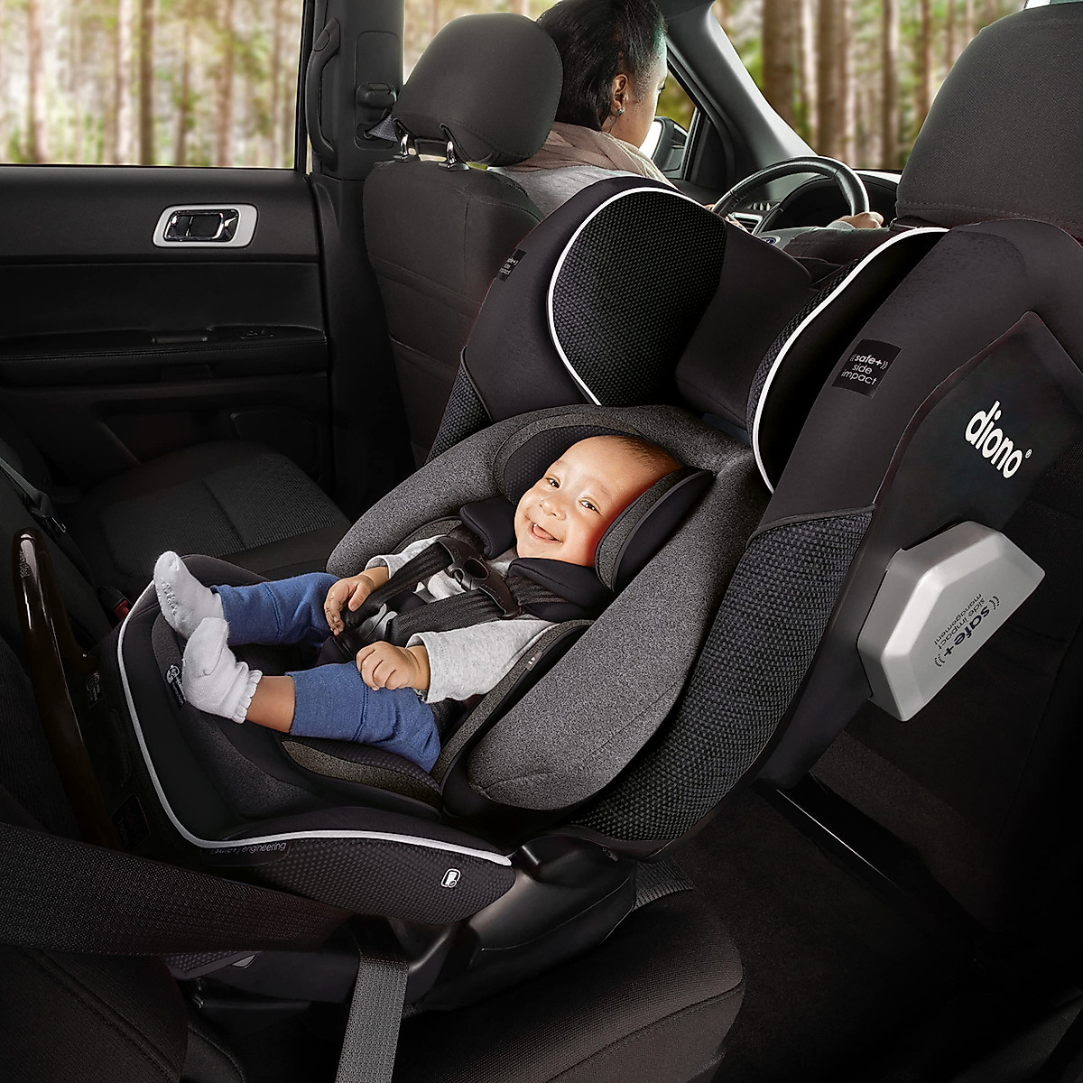 Diono Radian 3QXT 4-in-1 Rear and Forward Facing Convertible Car Seat, Safe Plus Engineering, 4 Stage Infant Protection, 10 Years 1 Car Seat, Slim Fit 3 Across, Jet Black