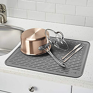 Luxet Multipurpose Premium Quality Silicone Dish Drying Mat for Kitchen, Heat Resistant, Countertop Protection, Non Slip Grip, Extra Large Trivet Size 23x17 Inches (Gray)