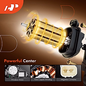 A-Premium Power Window Regulator with Motor and Panel Replacement for Ford Expedition Lincoln Navigator 2007-2017 Front Left Driver Side (with 2 Prongs Plug)