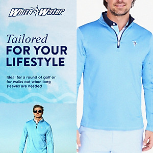 White Water Montauk Quarter Zip Pullover for Men - Light Blue XL