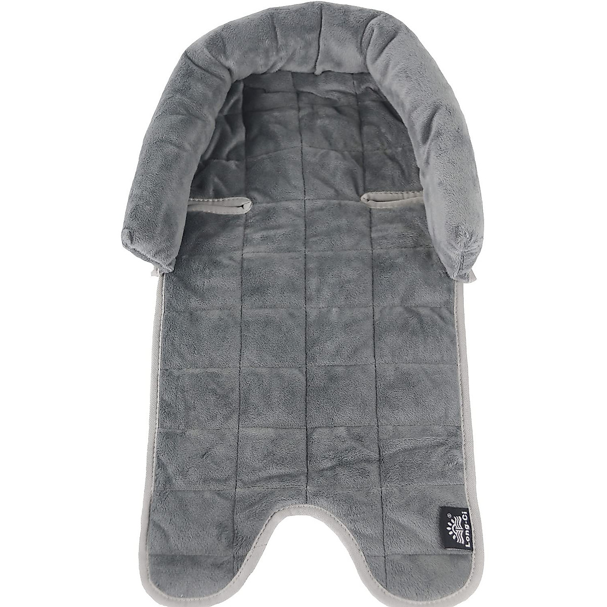 Long-Ci 2-in-1 Baby Insert Cushion Pad with Head Neck Body Support Pillow in Velvet for Newborn (Gray Beige)