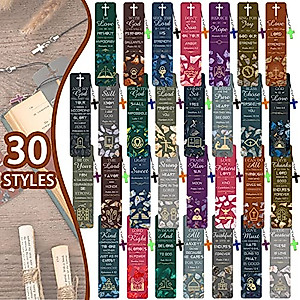 30 Pcs Bible Verses Bookmarks with Hollow Cross and Cross Pendants Inspirational Book Markers Christian Bookmarks, Christian Gifts Reading Reward Scripture Church Supplies for Women Kids Men