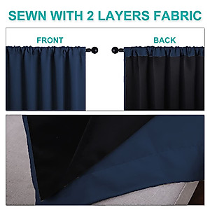 NICETOWN 100% Blackout Blinds, Laundry Room Decor Window Treatment Curtains, Thermal Insulated Energy Smart Drapes and Draperies for Villa, Hall and Studio (Navy, Set of 2, 52 inches x 95 inches)