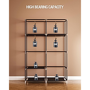 Hzuaneri 35.8 Inch Closet Wardrobe, Clothes Storage Organizer for Hanging Clothes with Cover, 2 Hanging rods, 5 Storage Shelves, Portable Closet for Bedroom 35.8 x 17.7 x 66 inches, Pure Black