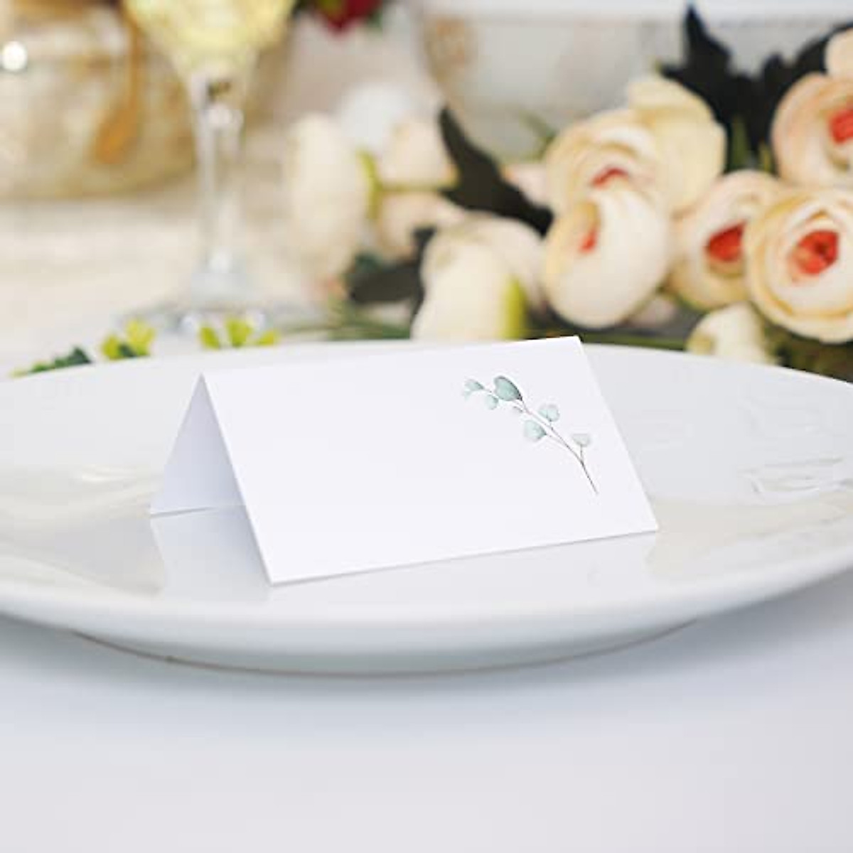 Watercolor Place Cards for Wedding or Party, Seating Place Cards for Tables, Scored for Easy Folding, 100 Pack, 2 x 3.5 Inches