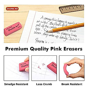 Pink Erasers, Shuttle Art 120 Pack Pink Erasers Bulk for School, Office, Latex-Free Soft Erasers for Kids, Teachers as School Supplies