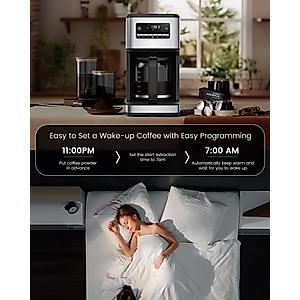 COWSAR 14-Cup Coffee Maker, 24-Hour Programmable Coffee Brewer, Keep Warm, Drip Free, Washable Filter, Stainless Steel, Silver