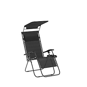 BestMassage Zero Gravity Chair Patio Chairs Lounge Chair 2 Pack Recliner W/Folding Canopy Shade and Cup Holder for Outdoor Funiture (Black)