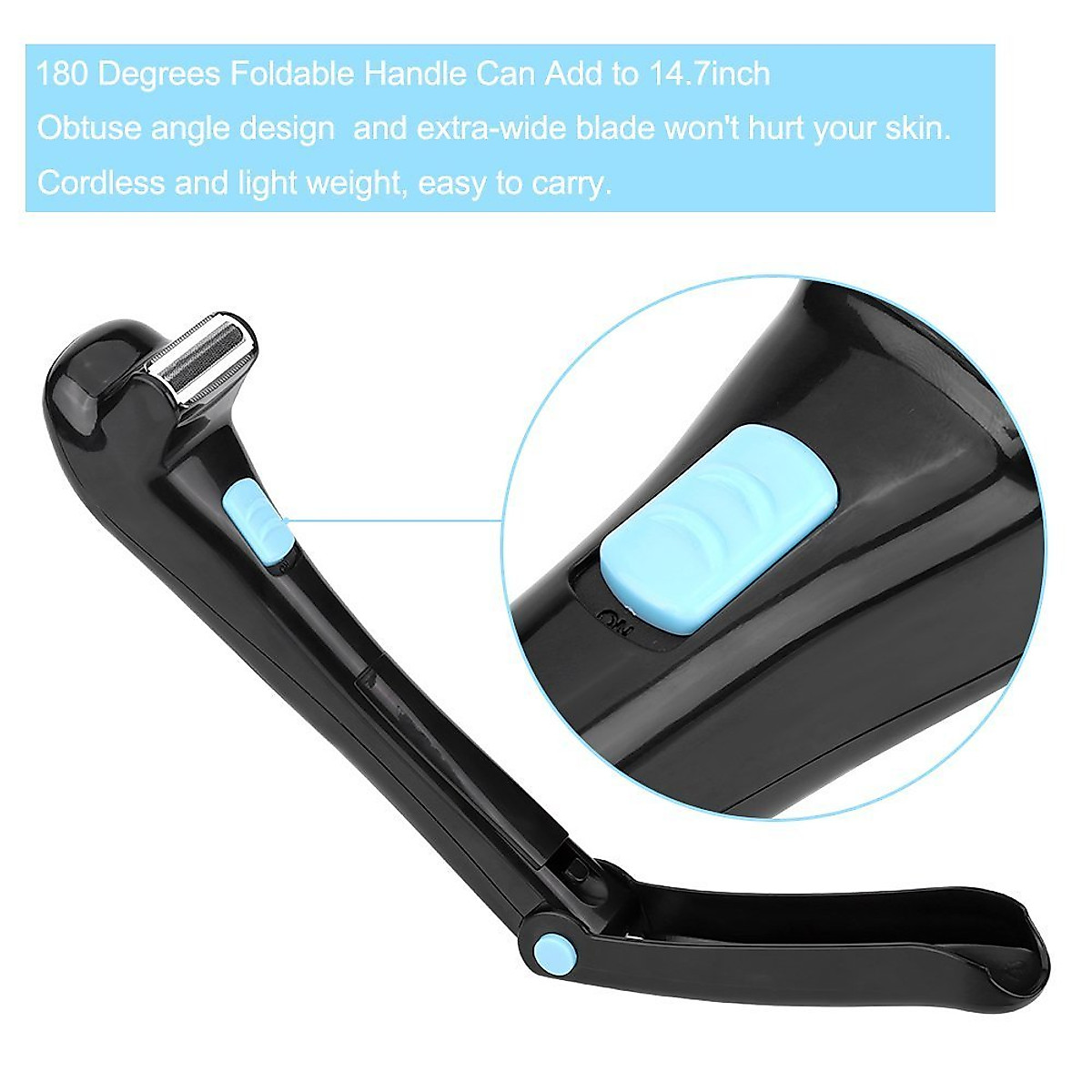 Electric Back Hair Shaver, 14.7 inch Foldable Handle Battery Powered (Batteries Not Included) Painless Body Groomer for Men, Do It Yourself