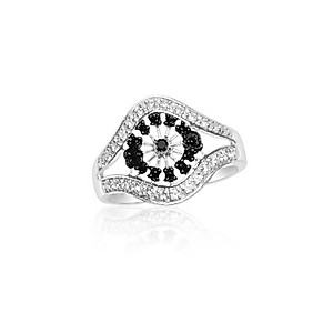 Vogati 0.02 Cts Black Diamond Ring in Silver with Black Rhodium - Valentine's Day Sale
