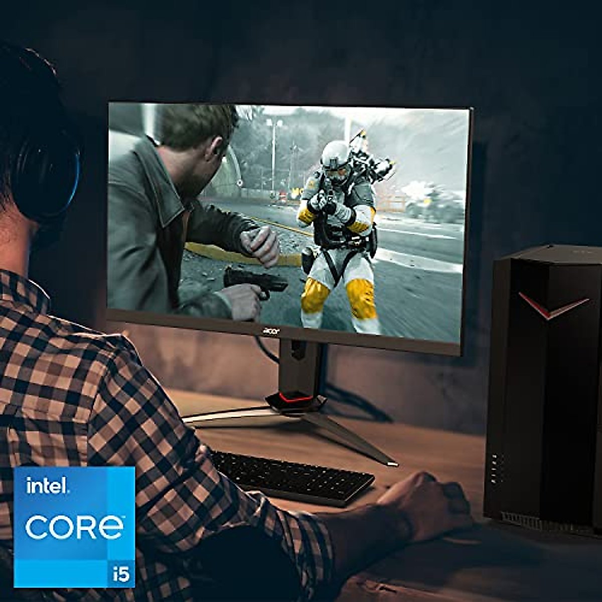 Acer Nitro 50 N50-620-UR11 Gaming Desktop | 11th Gen Intel Core i5-11400F 6-Core Processor | NVIDIA GeForce GTX 1650 | 8GB DDR4 | 512GB NVMe M.2 SSD | Intel Wi-Fi 6 AX201 | Keyboard and Mouse