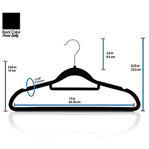 GVTECH Premium Velvet Hangers, [50 Pack] Non Slip and Heavy Duty Velvet Suit Hangers (45cm) with Tie Bar, 360° Swivel Hooks, Sturdy to Hold Jumper, Pullovers, Jackets & Hoodies (50 Pack, Black)