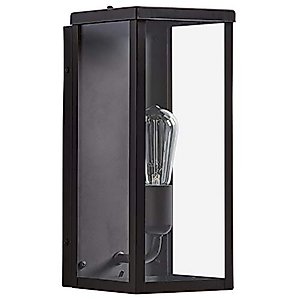 Amazon Brand – Rivet Mid-Century Clear Glass and Metal Wall Sconce with Bulb, 14"H, Bronze