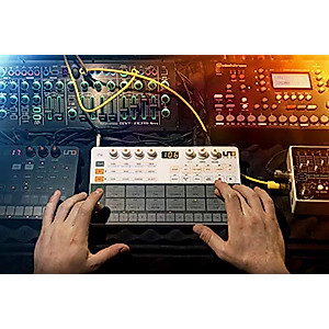 IK Multimedia UNO Drum analog and digital drum machine with 6 analog voices, 64-Step Sequencer, USB and 2.5mm MIDI, 100 pattern presets, battery-powered and portable