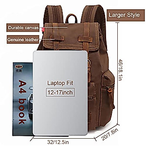 AUGUR canvas School backpack with Slim Laptop Backpack for College Hiking Travel Business backpack men