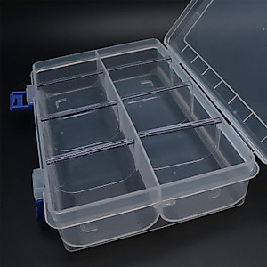 Xiaoyztan 8 Grids Plastic Storage Box with Removable Divider Case for Electronics Jewelry Sewing Tool Gadgets