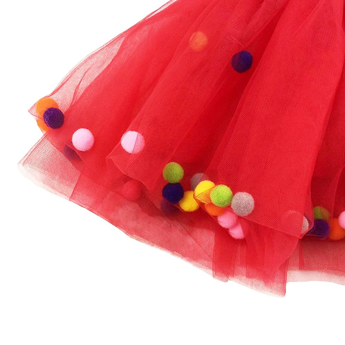 YOHA Baby Girls Birthday Tutu Dress Mermaid Tutus Soft Pom Tutu Dress for Toddler Girls(Red,100)
