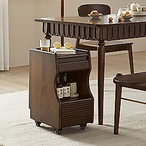 End Tables 2-Tier End Table with Wheels, Nightstand Side Table with Storage Shelf and Drawer, Solid Wood Rolling Side Table for Bedroom, Living Room, Entryway, Farmhouse,Sofa Side Tables Bedroom