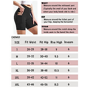 CADMUS High Waist Yoga Shorts for Women Workout Running Shorts Naked Feeling Biker Shorts Tummy Control Deep Pockets, Blue, S