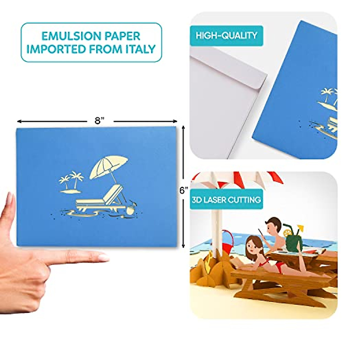 CUTE POPUP - Anniversary Card Pop Up with 3D Unique Young Couple on Beach Design, Holiday Card, 1st Anniversary Card Bring Long-Lasting Smiles on Wedding, Honeymoon Present for Couple, Wife or Husband