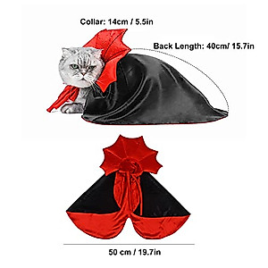 Halloween Dog Costume, Dog Vampire Devil Costume Dog Halloween Cape Costume Pet Vampire Devil Cloak Funny Cosplay Dress Wizard Outfit Mantle for Halloween Party Apparel for Small Medium Dogs Cats
