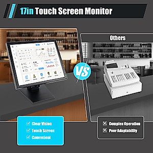 NG NOPTEG 17" LED Touch Screen Monitor LCD Display USB VGA w/POS Stand Retail Restaurant