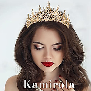 Kamirola Vintage Tiaras and Crowns for Women, Bridal Crown Princess Tiaras Headband, Costume Party Accessories for Brithday Halloween … (Gold&White)