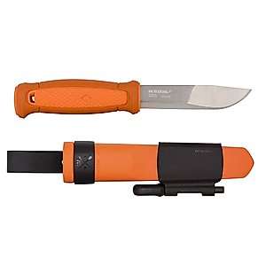 Morakniv Kansbol Sandvik Stainless Steel Fixed-Blade Survival Knife With Sheath and Fire Starter, Burnt Orange, 4.3 Inch