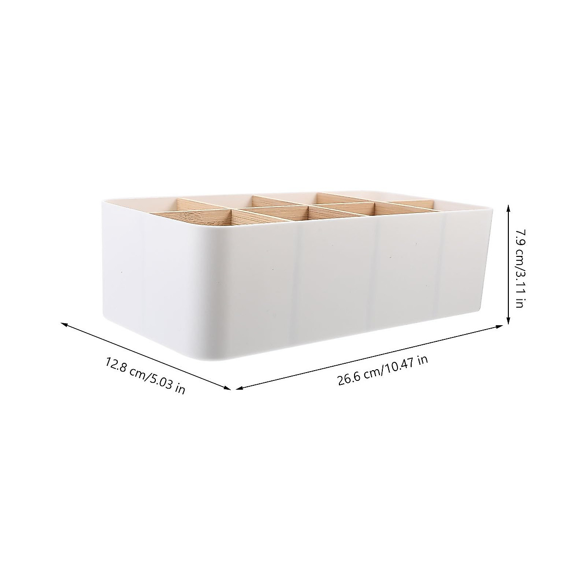 STOBAZA Small Wood Box 8 Compartment Storage Boxes 10.45X5.03X3.10 Inches, Detachable Wooden Storage Box Desktop Organizer Boxes, Makeup Storage Box for Home Bedroom Office Desk Organizer