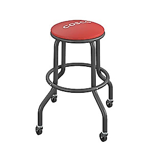 CoscoProducts COSCO All Steel, Vinyl Work Seat with Rolling Casters, 300lb Weight Capacity