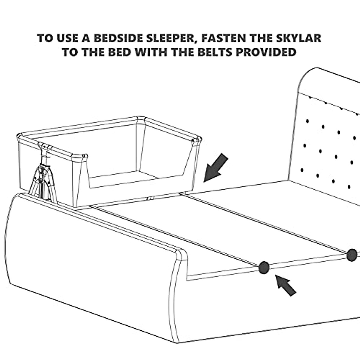 Dream On Me Skylar Bassinet and Bedside Sleeper in Grey, Lightweight and Portable Baby Bassinet, Five Position Adjustable Height, Easy to Fold and Carry Travel Bassinet, JPMA Certified