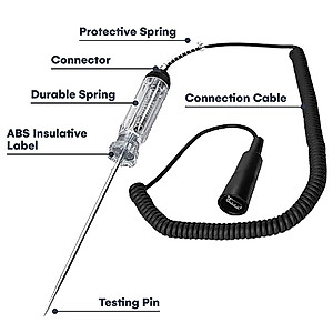 Katzco Circuit Continuity Tester - 6-12 Volt with 12 Foot Lead and Light Indicator for Fuse Testing, Light Sockets, Short Circuits, Wires, Electricians, Mechanics, Homeowners and Car Batteries