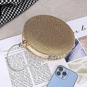 UBORSE Round Rhinestones Clutch Evening Bags for Women Gold Formal Bridal Wedding Clutch Purse Prom Cocktail Party Handbags