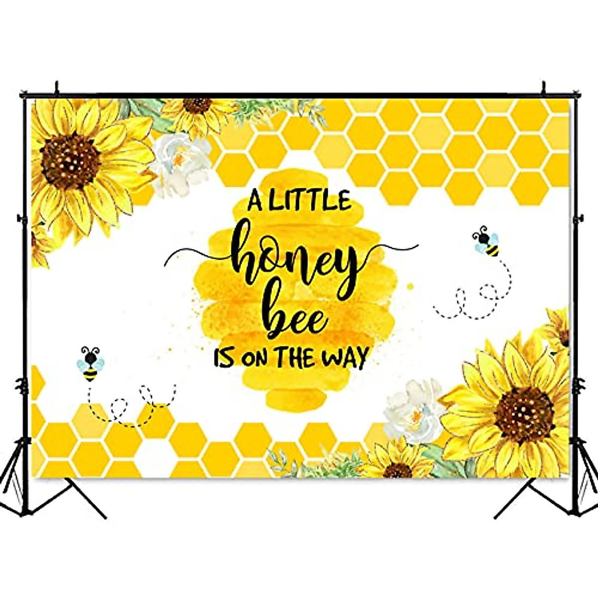 Mocsicka Bee Backdrop for Baby Shower Boy Girl Sweet As Can Bee Gender Reveal Party Decoration A Sweet Little Honey Bee is on The Way Honeycomb Bumblebee Party BannerBackground (7x5ft (82x60 inch))