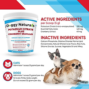 Potassium Citrate Plus Cranberry Granules 300gm for Cats and Dogs - Urinary Tract Support-Helps Deter Formation of Calcium Oxalate Stones - Deters Bladder & Kidney Stones (Made in U.S.A)
