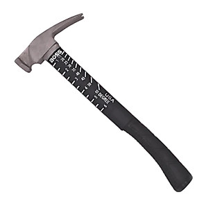 Boss Hammer Construction Grade Ti64 Titanium Hammer with Tough-Fiber Shock-Absorbing Fiberglass Handle - 12 oz, No-Slip Grip, Milled Faced - BH12TIPFM