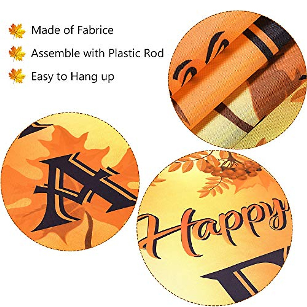 Welcome Fall Harvest Decoration Porch Sign Banner Happy Fall Y'all Autumn Door Sign Pumpkin Maple Leaf for Fall Party Thanksgiving Decoration Garden Yard (Orange Happy Fall Y'all)