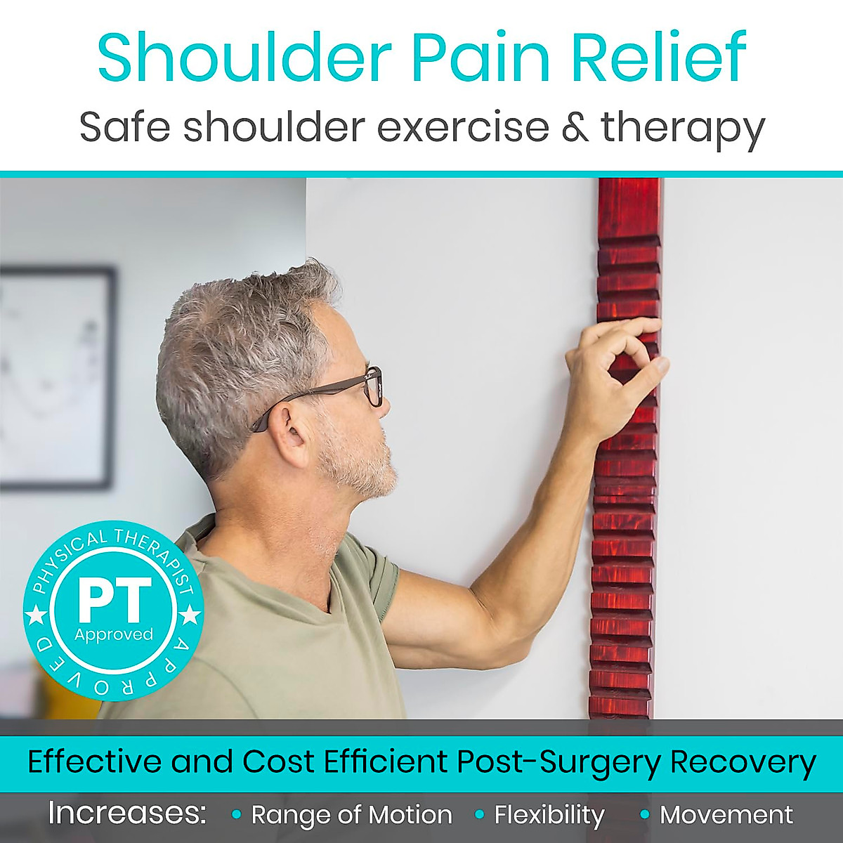 Vive Wooden Finger Ladder for Physical Therapy - Easy Shoulder Rehab Equipment for Pain Relief - Occupational Rehabilitation Exercise for Frozen Shoulder, Chronic Pain, Rotator Cuff Injury, Surgery