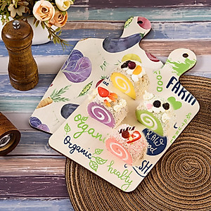 8 Pcs Wooden Cutting Board with Handle Rectangle Unfinished Wood Paddle Serving Chopping Board Cutout Blank Wood Charcuterie Cheese Board for DIY Craft Christmas Home Kitchen Fruit Decor,6.5 x 11.8"