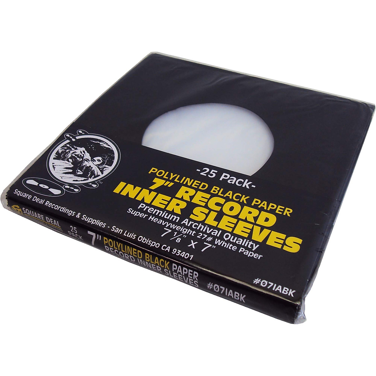 (25) Super Heavyweight Polylined Black Paper Inner Sleeves for 7" Records - Archival Quality, Acid-Free, Static-Free - Premium Protection
