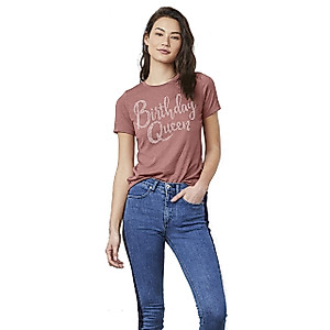 Birthday Tee Shirts for Women - Rhinestone Girly Birthday Queen T-Shirt - Birthday Party Gift for Women - Medium - Rose Gold Blush