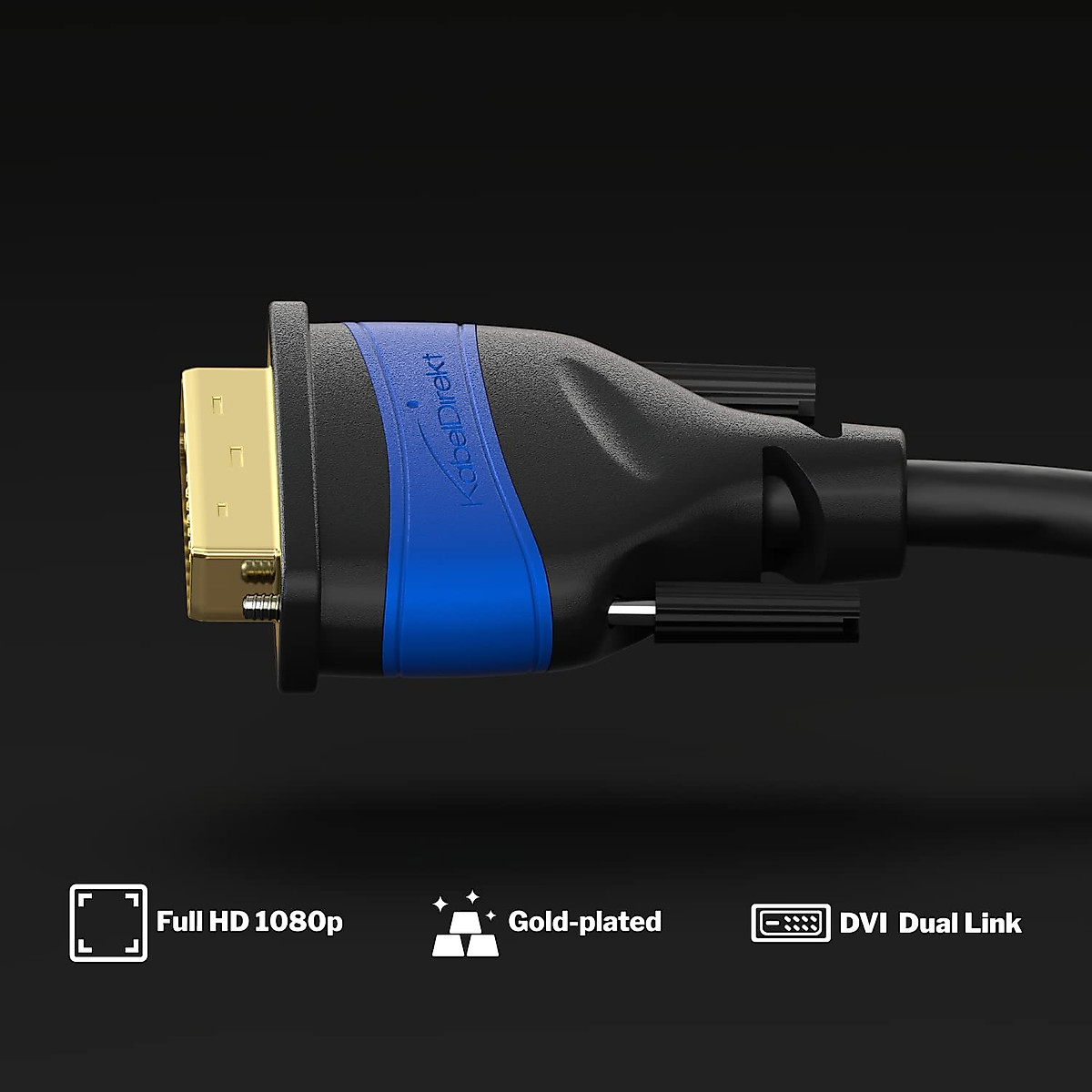 Dual Link DVI Cable – with ferrite core for Interference-Free Signal Transmission – 20ft (Digital DVI-D/24+1 Monitor Cable, DVI to DVI, up to 2560×1600 at 60Hz or Full HD/1080p) by CableDirect