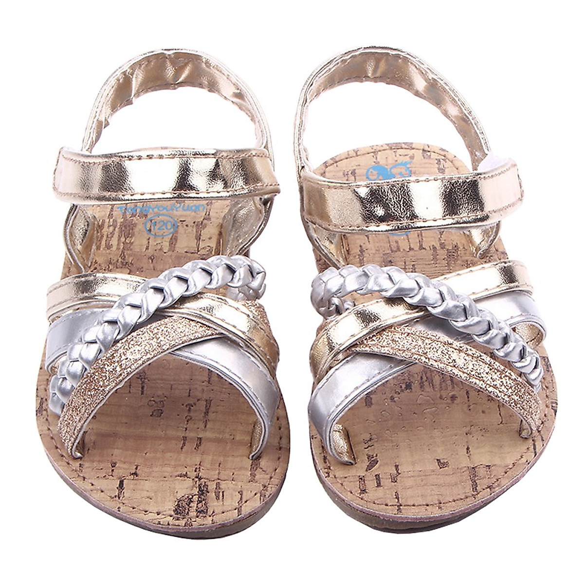 Beeliss Baby Sandals Rubber Sole Summer Shoes (0-6 Months Infant, Gold, 0_months)